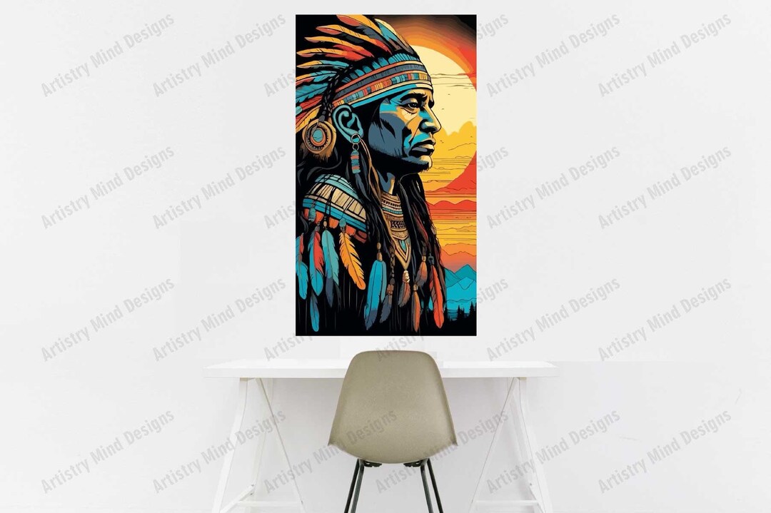 Native American Indian Chief Pop Art - Native American Warrior Pop Art ...