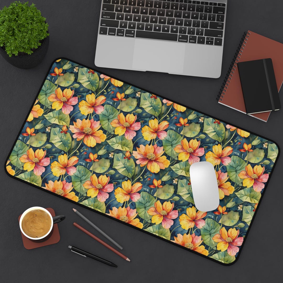 Floral Marigold Desk Mat - Etsy