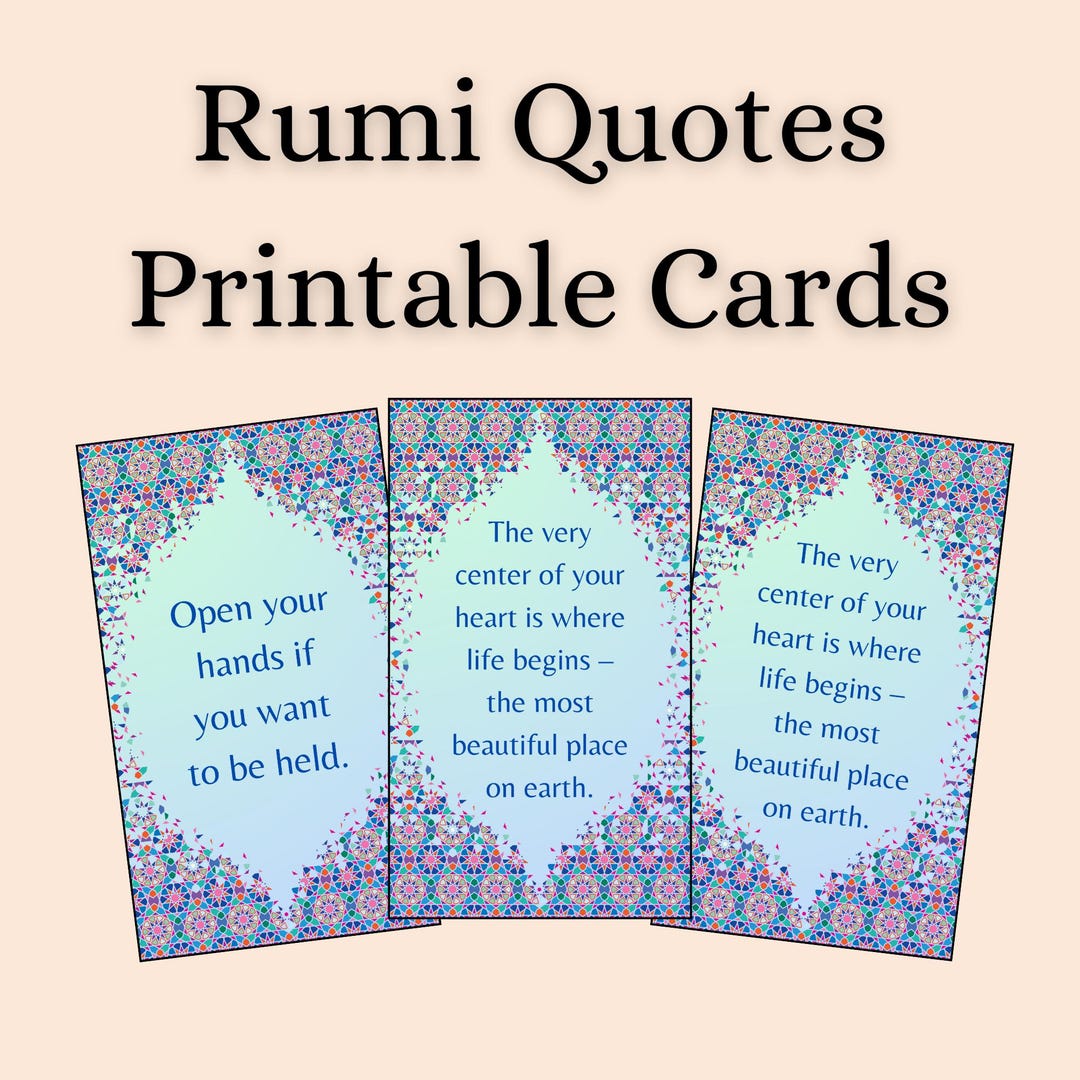 Rumi Quotes Oracle Cards, Printable Deck, Rumi Affirmation Card Set - Etsy