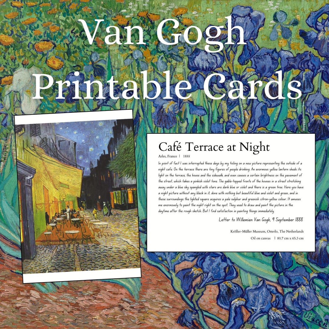 Van Gogh Art Collection Printable A5 Cards 50 Iconic Paintings Double ...