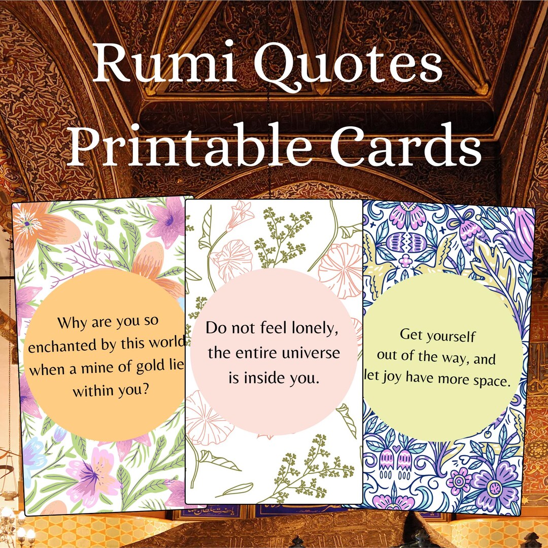 Rumi Quotes Oracle Cards, Printable Deck, Rumi Affirmation Card Set ...