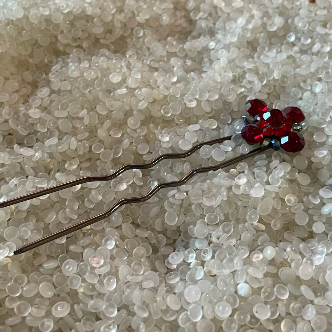 Vintage Hair Fork, Ruby Hair Stick,ruby Rhinsetones, Aurora Borealis ...
