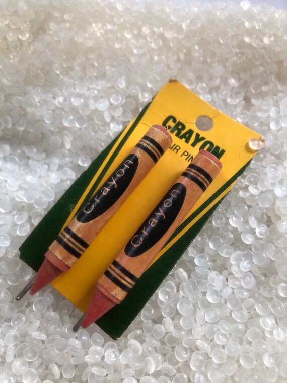 Vintage barrette, pale coral crayons, vintage bobby … - Gem