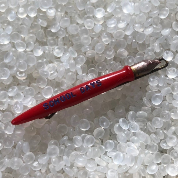 Vintage barrette, fountain pen, school days, red pen,… - Gem