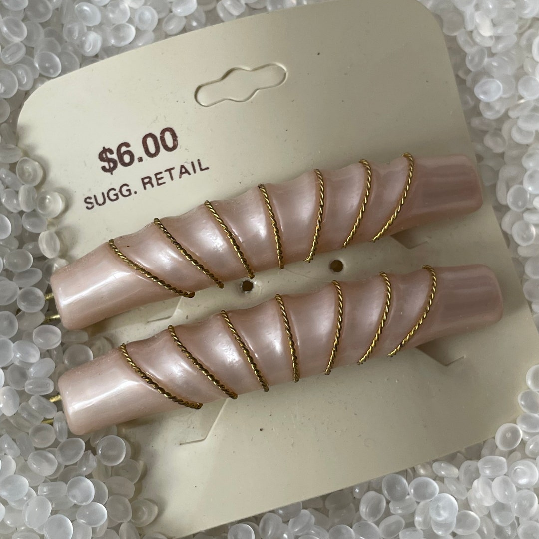Vintage Hair Barrette Rair Pair Ivory Twist Gold Wire - Etsy