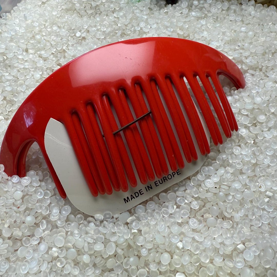 Vintage 1980's, Hair Cincher Clip,red Color Banana Comb, Combs ,faux ...
