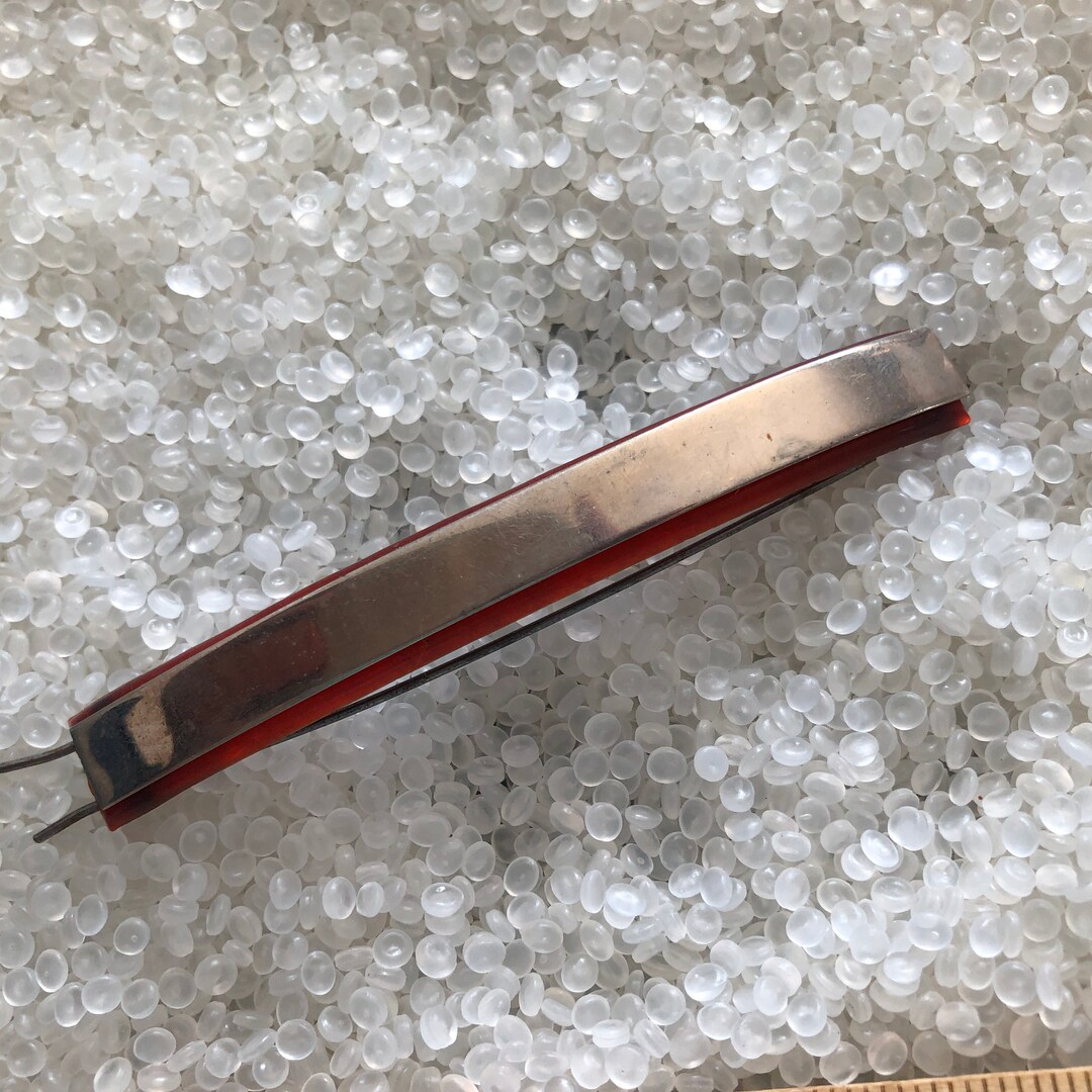 Vintage Barrette, Tortoiseshell Color With Gold Metal Plate Down Center ...