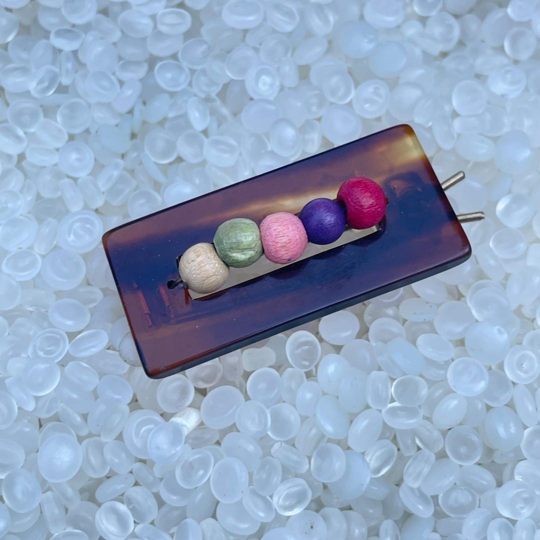 Vintage Hair Barrette, Ooak Wood Beads Barrette,small Barrette ...