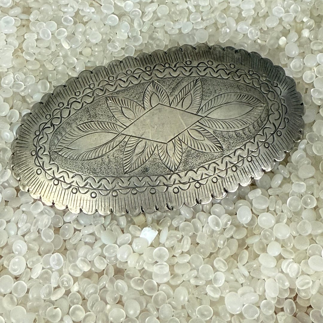 Vintage Barrette , Silver Barrette, Etched Barrette , Carved Barrette ...