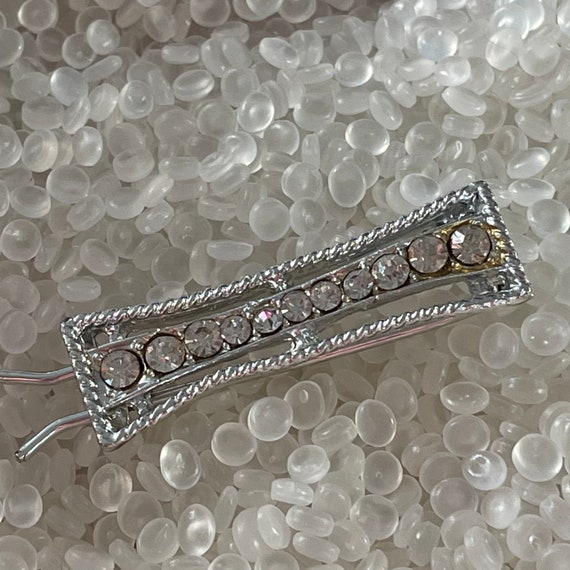 vintage barrette, silver tone, abalone, embedded sh… - Gem