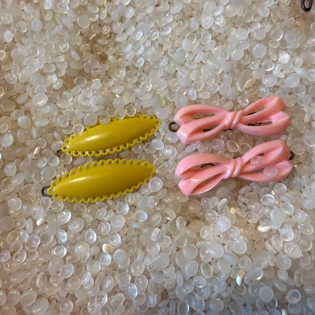 Vintage Hair Barrettes ,white Bar, Yellow Picot Edge, Cats Eyes, 1950s ...