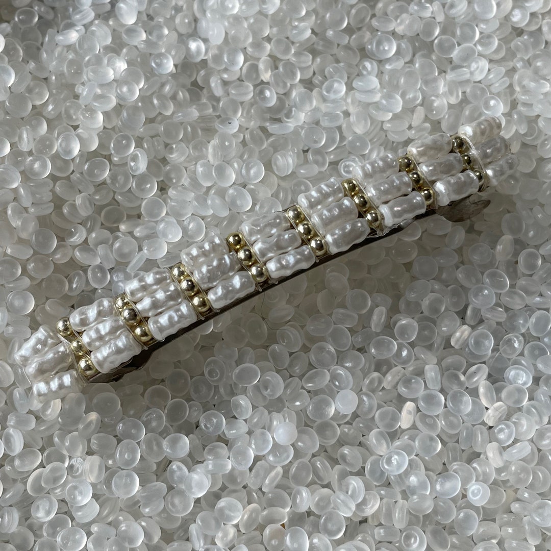 Vintage Barrette, Vintage 1980s, Fake Pearl, Gold Beads, Bridal Hair ...
