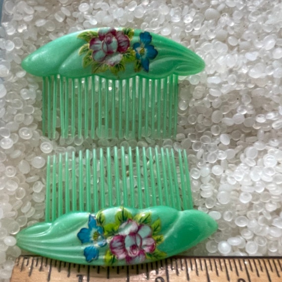 Vintage combs , rare pair, green combs , kelly green… - Gem