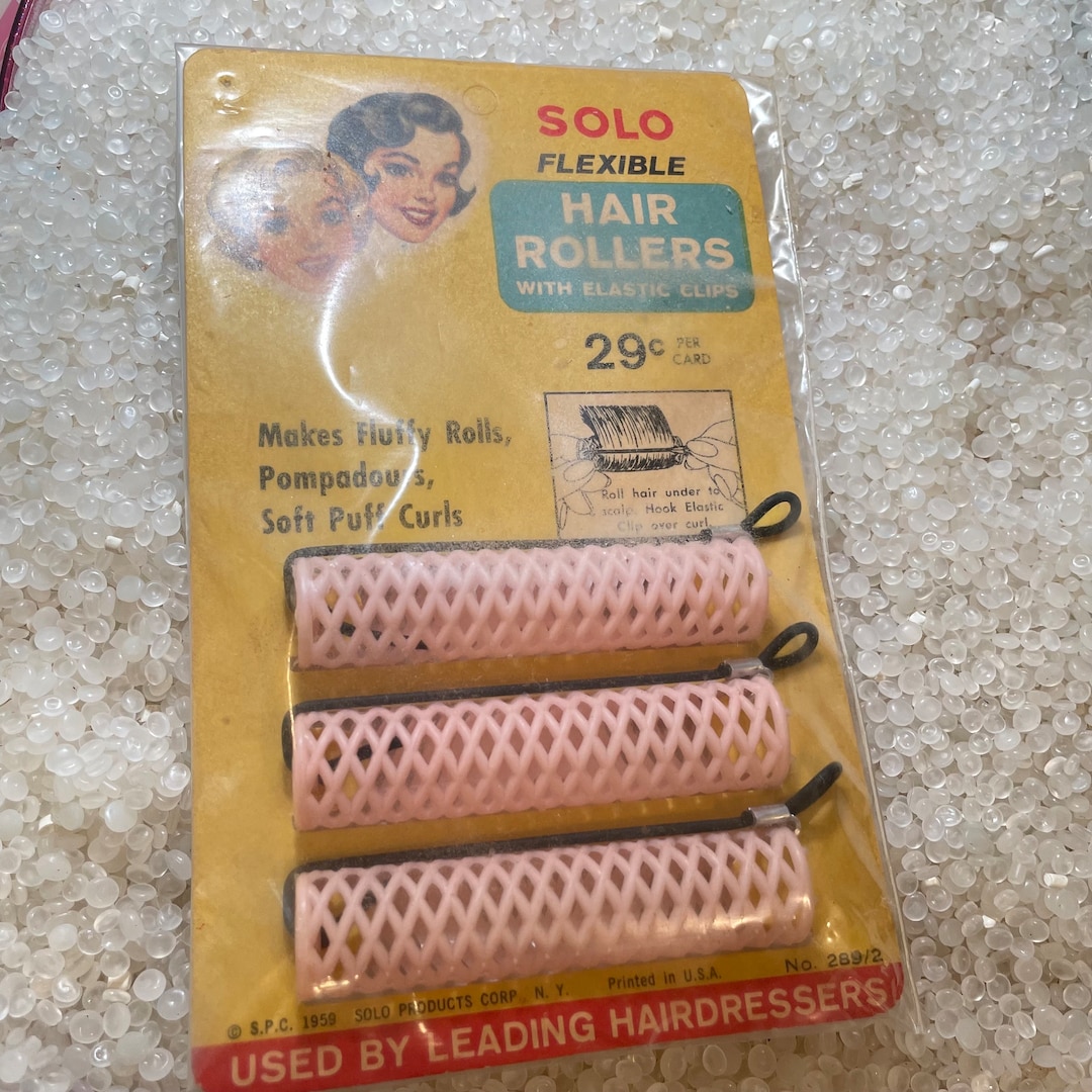 Vintage Hair Curlers, Solo Curlers, New Old Stock ,set of ,pink Plastic ...