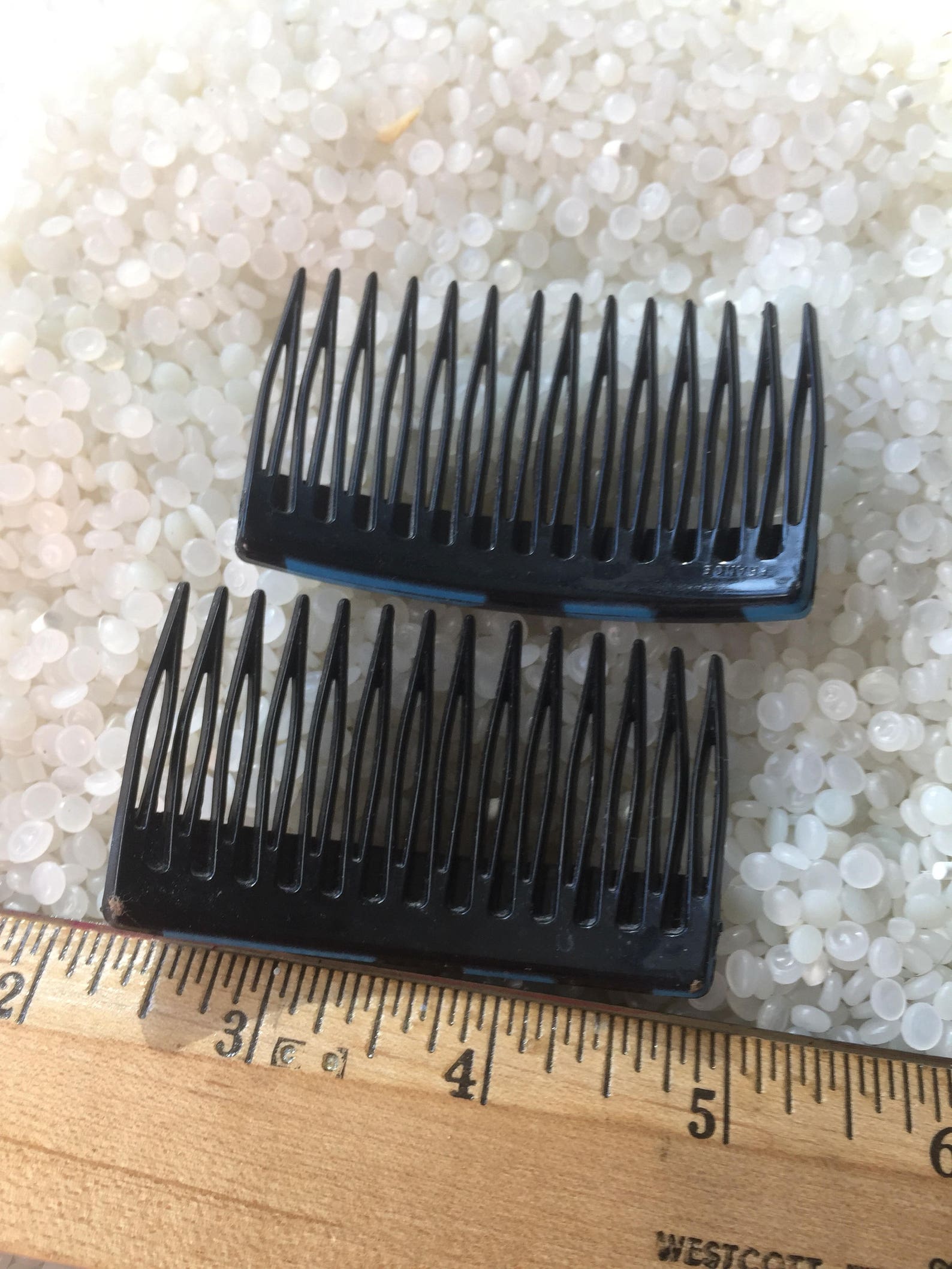 Vintage Combs Pair of Combs black and Blue Plastic Comb - Etsy