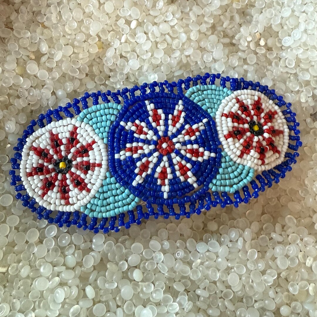 Vintage Barrette, Native American Influence , Hand Beaded Barrette ...