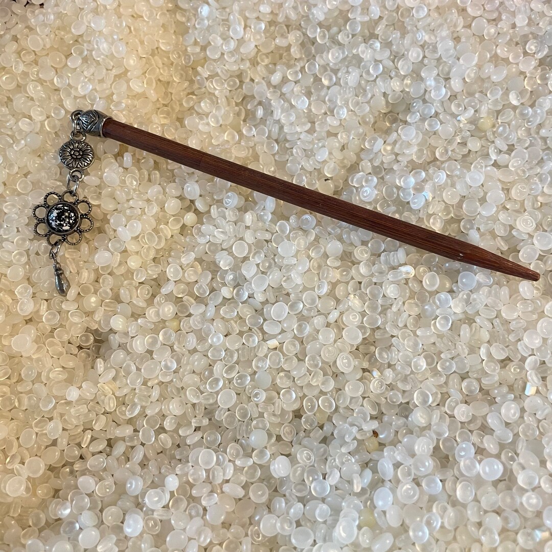 Vintage Hair Stick, Metal Stick With Black and White Cabochon Beads ...