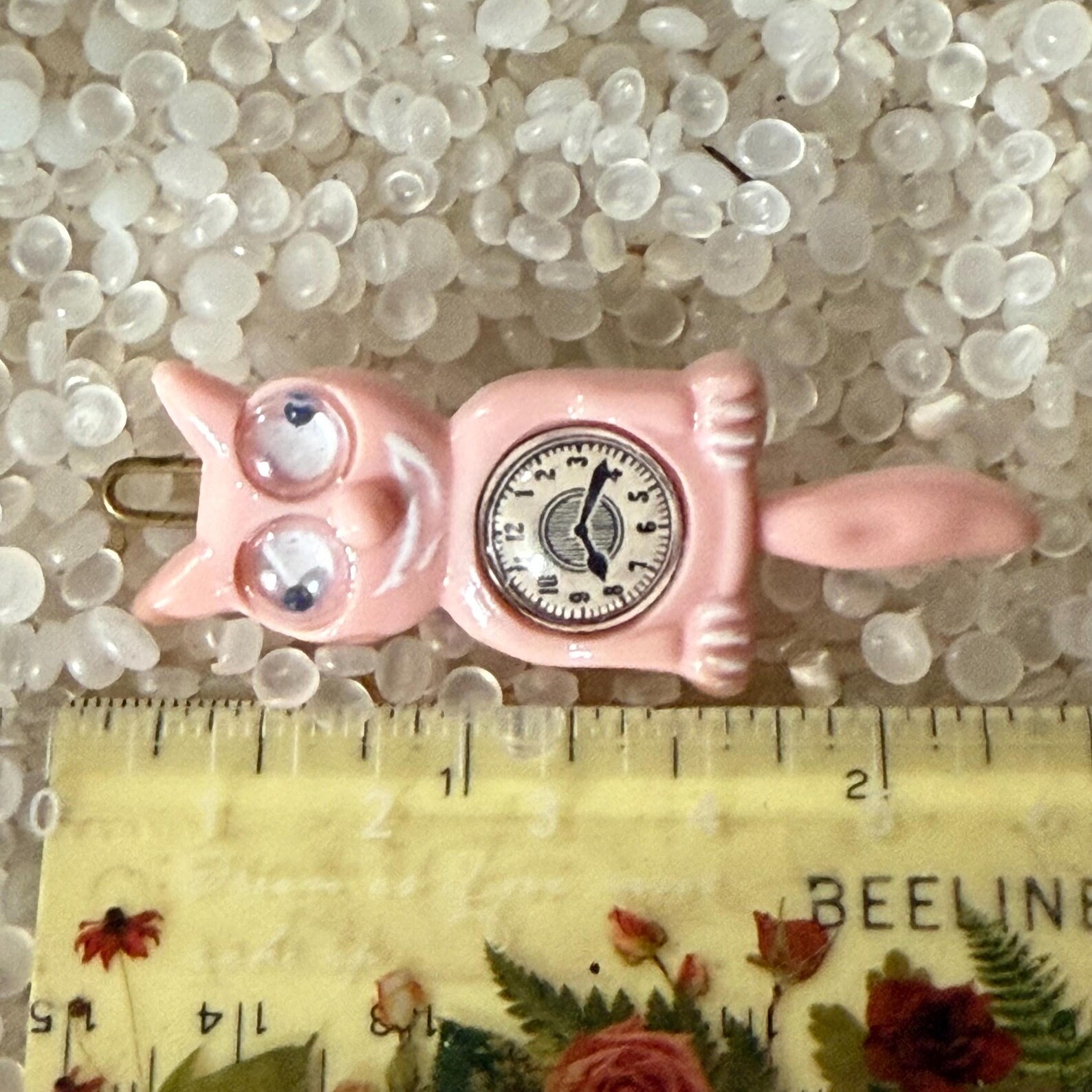 Vintage Barrette, Cat Pendulum Clock, Cat Clock, Pink Cat,novelty Cat ...