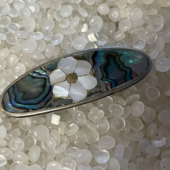 wonderful vintage barrette, Mexican Art, silver , wit… - Gem