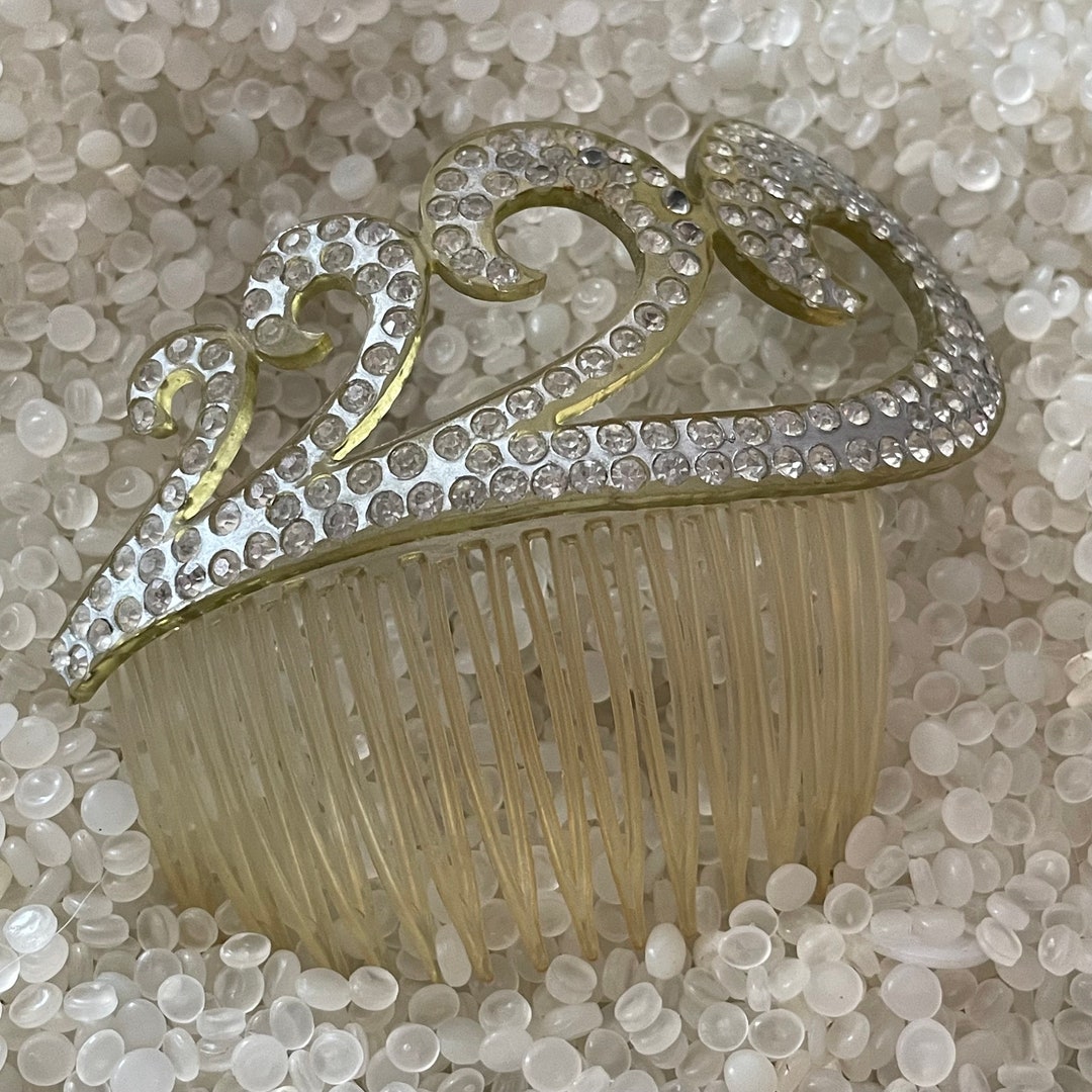 Antique Comb , 1920 , Roaring 20s Era, Silvery White With Embedded ...