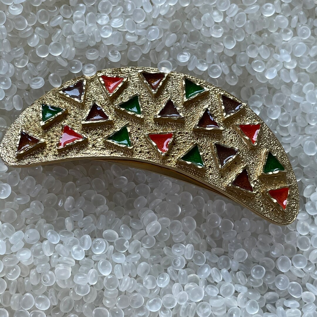 Vintage Barrette ,,mid Century Modern Vibe , Red Gold Green Designs ...