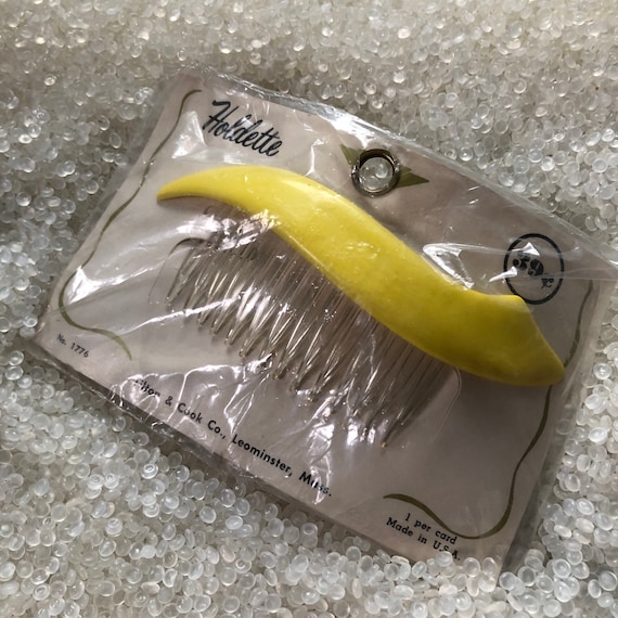 Vintage comb , rare in package, yellow comb , lemon … - Gem