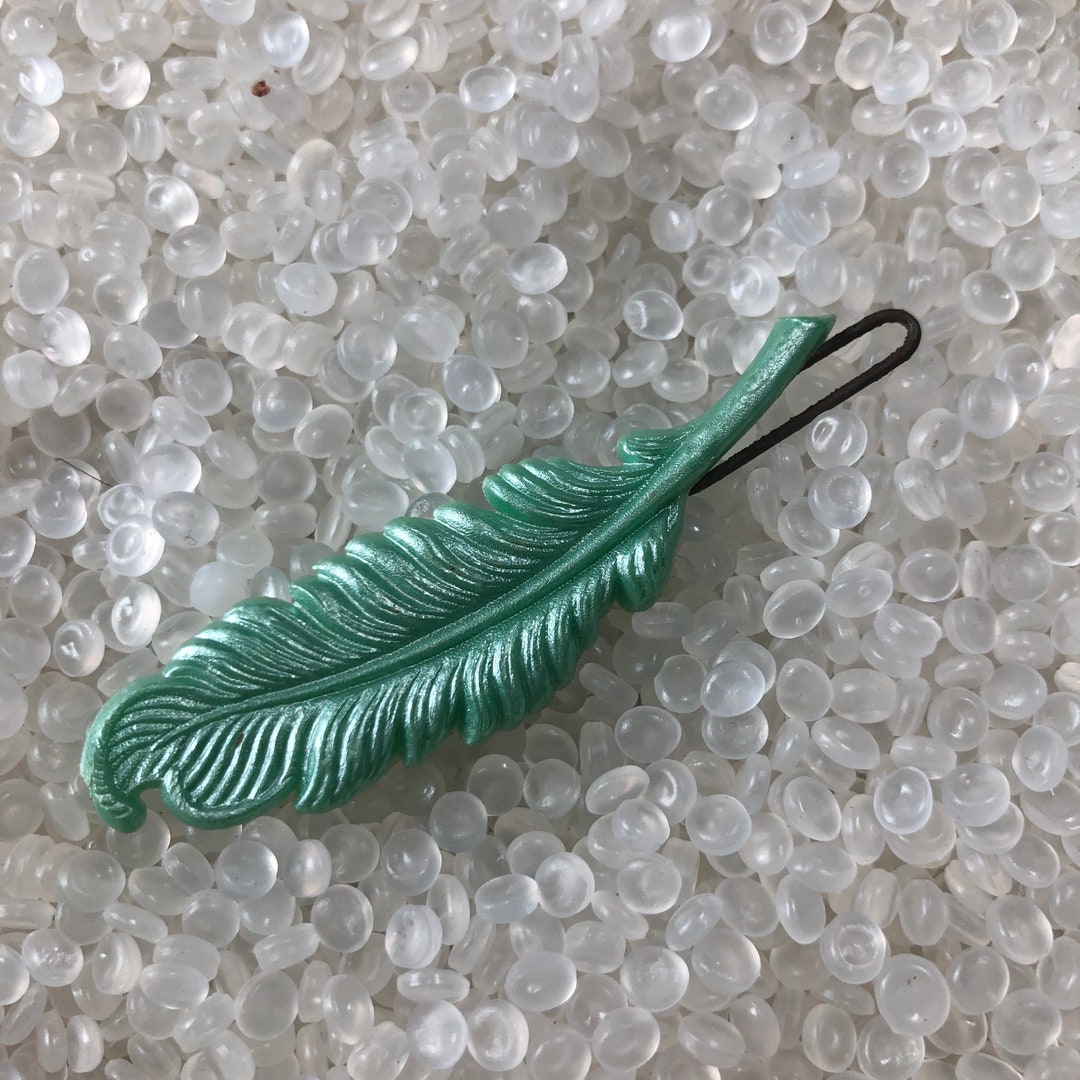 Vintage Barrette, Feather Barrette, Green Feather, Vintage 1950 ...