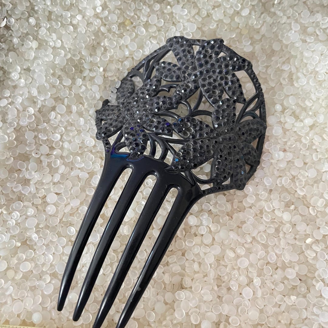 Vintage Mantilla Fan Comb, Antique Hair Comb , Mourning Hair Comb ...