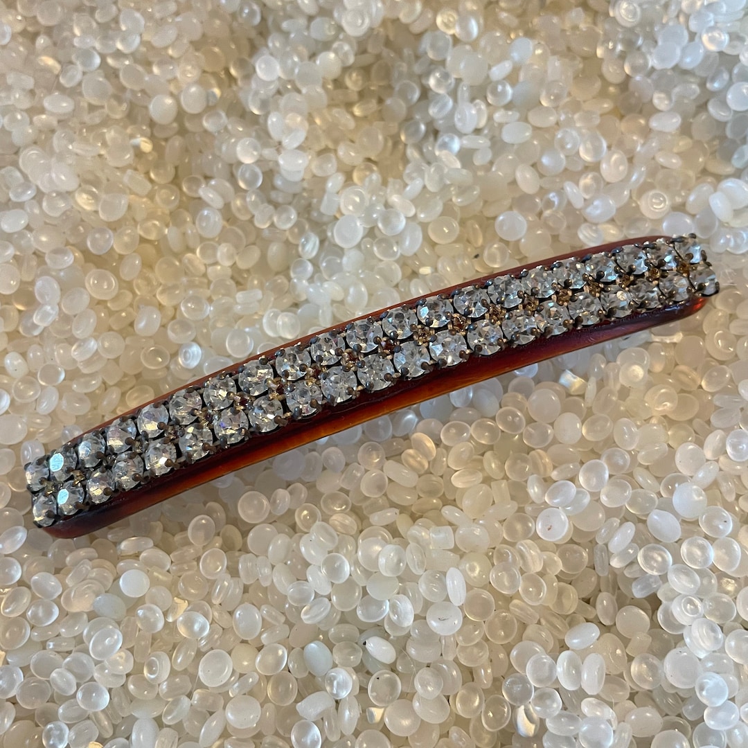 Vintage Barrette, Tortoiseshell With Rhinestones, Heavy Barrette ...