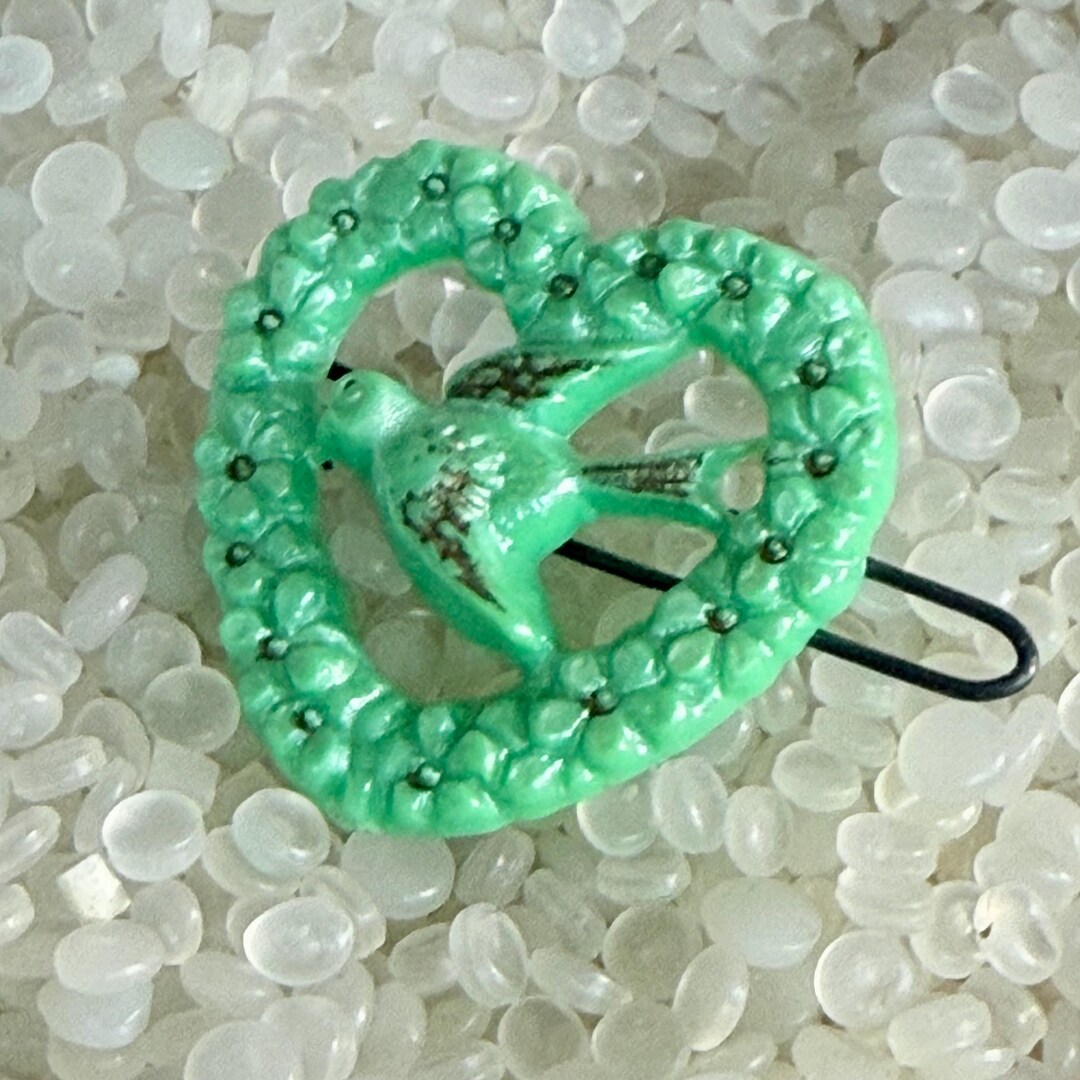 Beautiful Vintage Barrette, Heart Shape Barrette, Soft Green Heart With ...