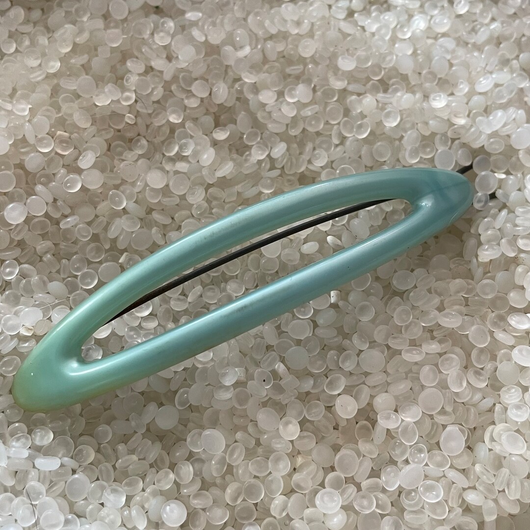 Vintage Hair Barrette, Soft Blue Barrette, Large Oval , Long Hair ...