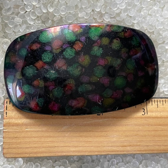 Vintage barrette, black marble look , plastic barrett… - Gem