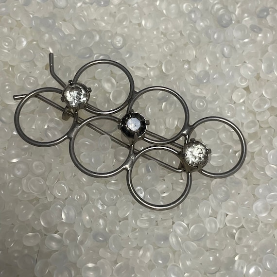 Vintage Hair Barrette Silver Circle Barrette Rhinestone - Etsy