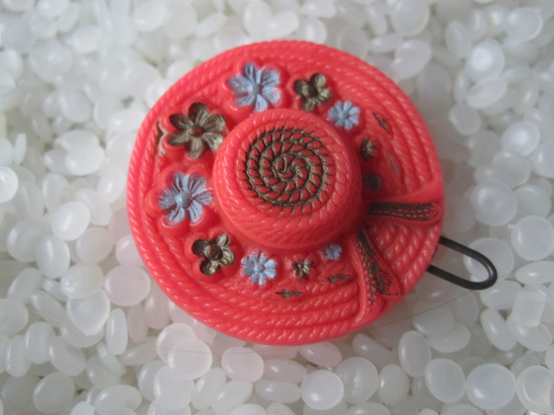 Vintage Barrette, Reddish Orange Hat ,vintage 1950 Barrette, Hat ...