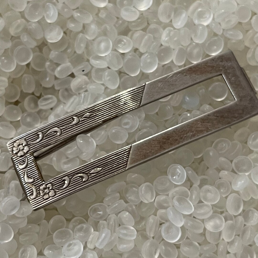 Vintage Hair Barrette Silver Tone, Pressed Embossed Roses, Etched ...
