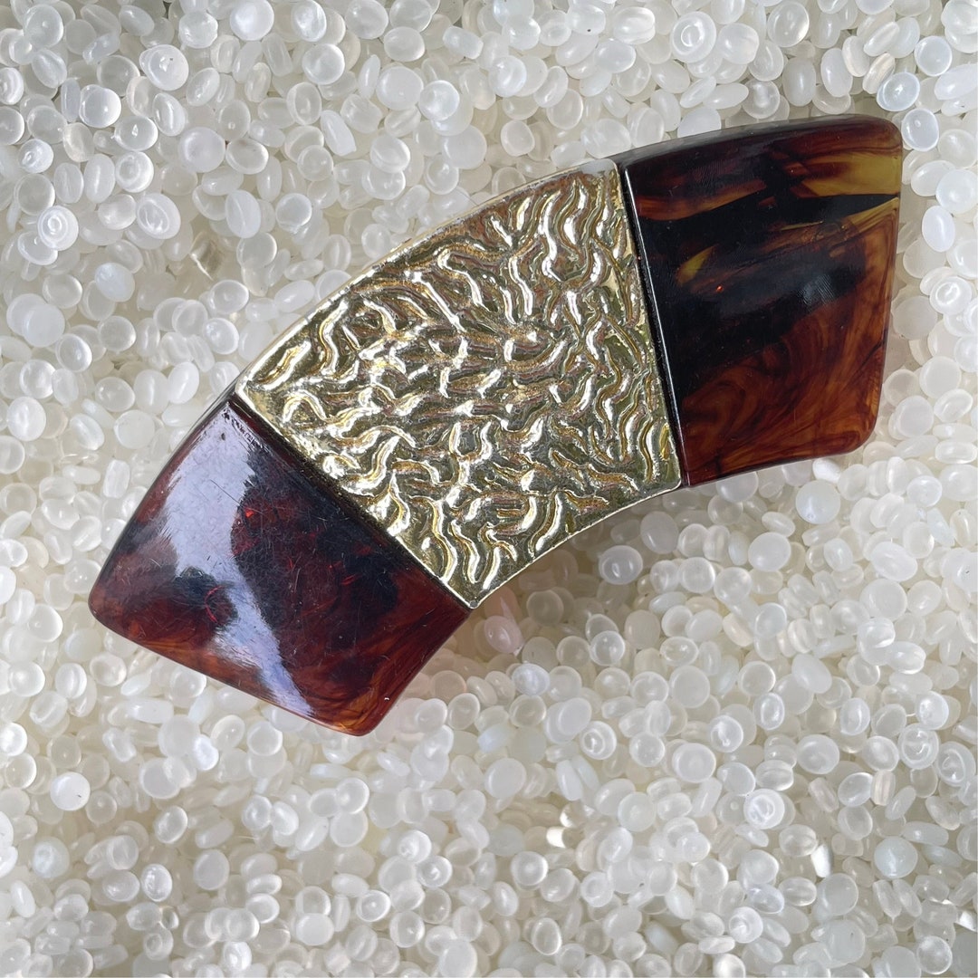 Vintage Hair Barrette, Tortoiseshell, Curved Crescent Moon Shape ...