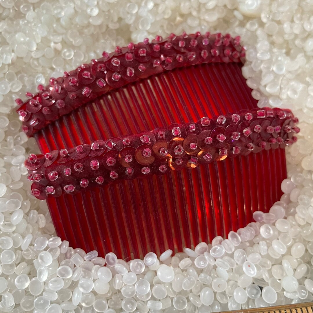 Vintage Hair Combs, Unique Sequin Combs, Vintage 1940s Hair Combss ...