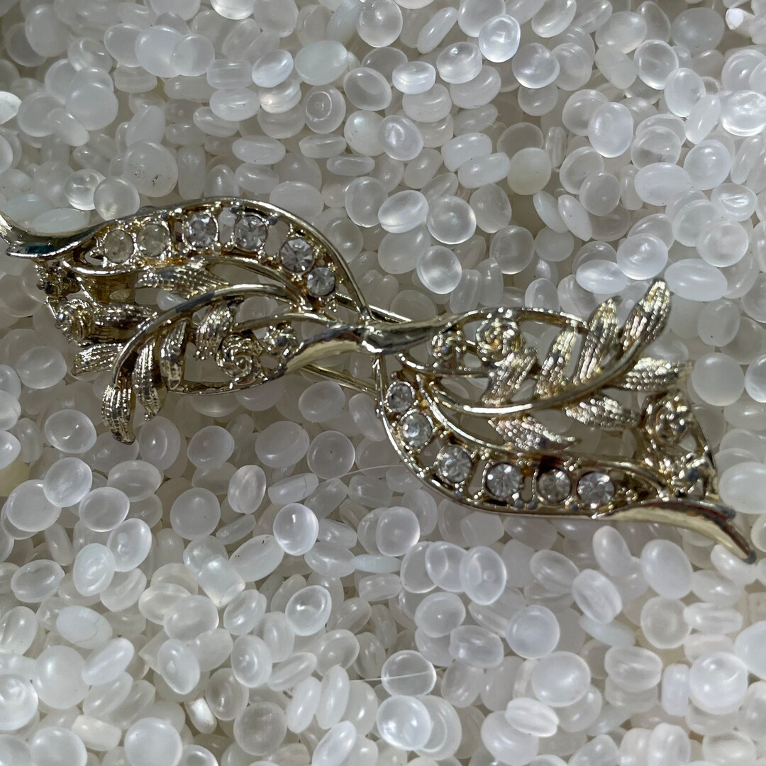 Vintage Barrette Gold Leaves With Rhinestones Barrette - Etsy