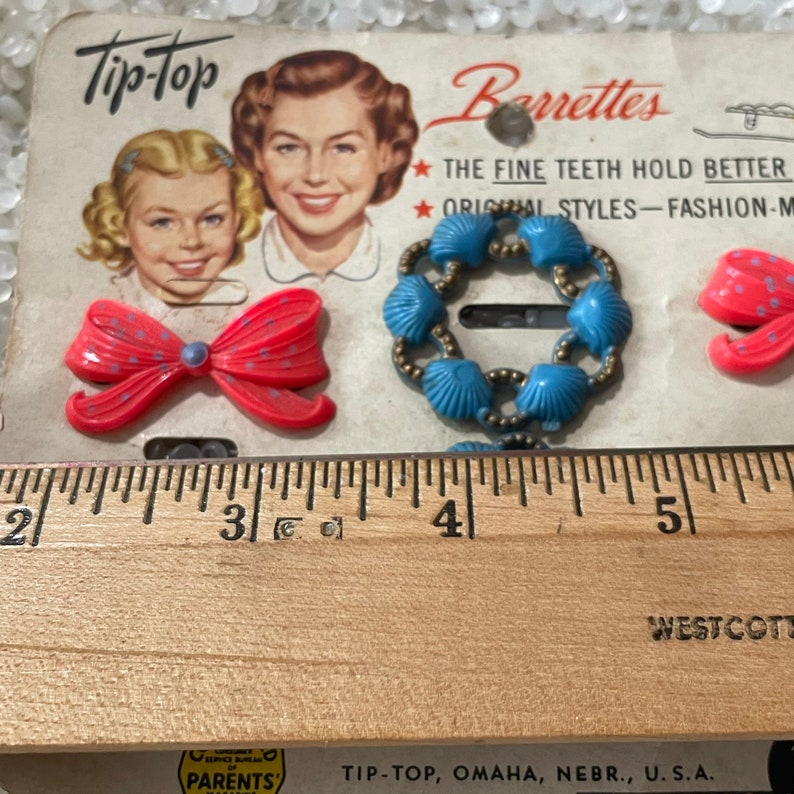 Vintage Barrettes, Antique Barrettes, Rare Set of Barrettes, Store Card ...