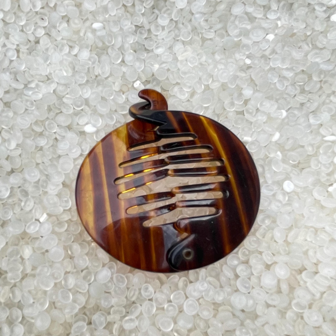 Vintage Hair Accessory, Ring Comb, Ponytail Holder, Tiger Striped ...