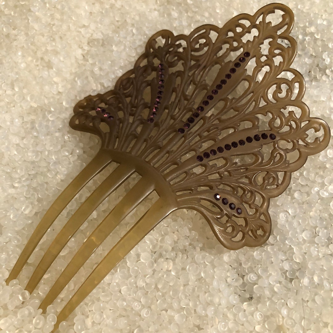 Antique Hair Comb, Celluloid Ornate Cutwork, Vintage Mantilla Comb ...