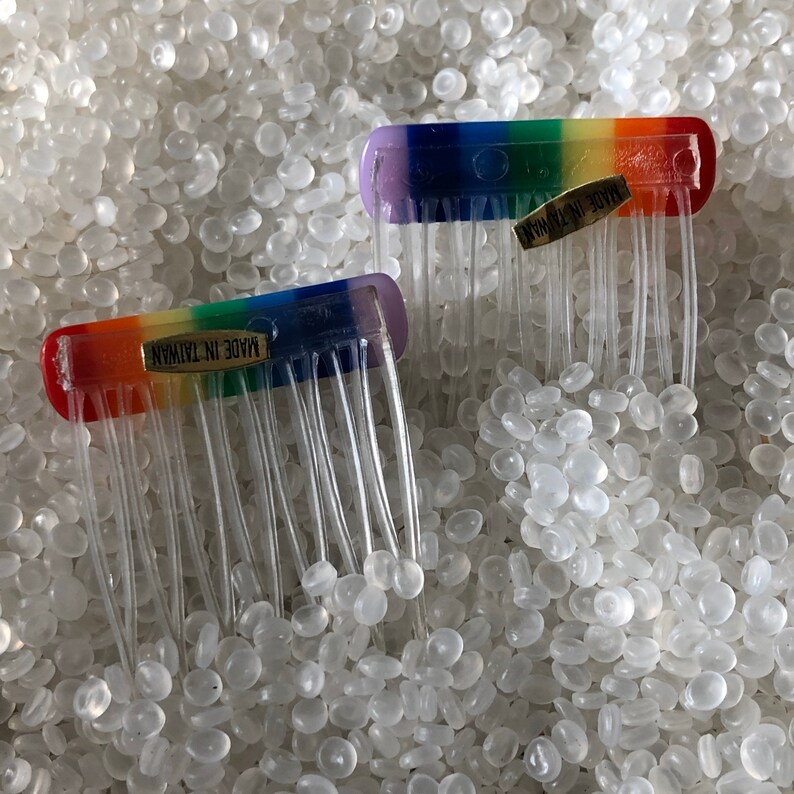 Vintage Hair Comb ,rainbow Cow,rainbow Hair Comb ,MATCHING Pair,rare ...