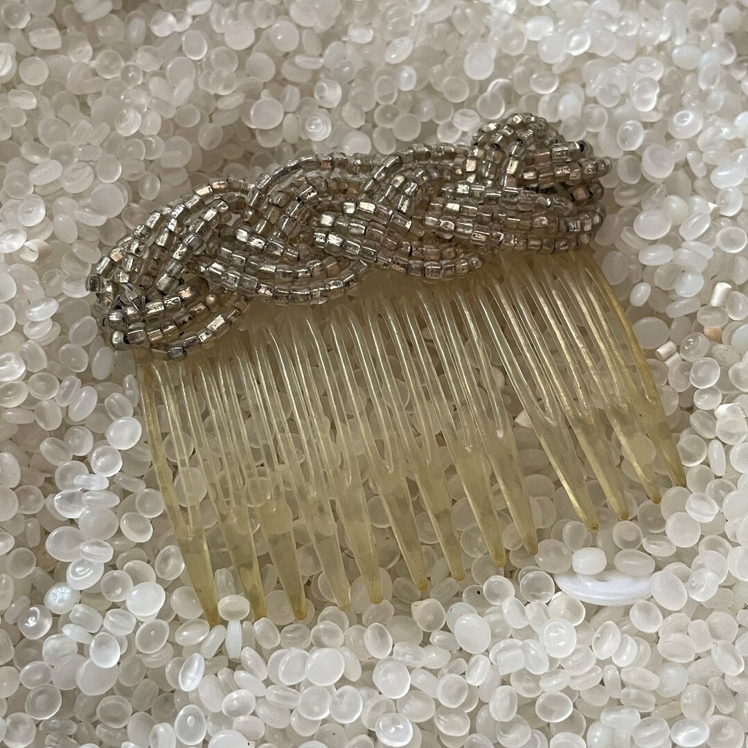 Vintage Hair Comb , Side Swept Hair Style, Clear Side Beads Twisted Top ...