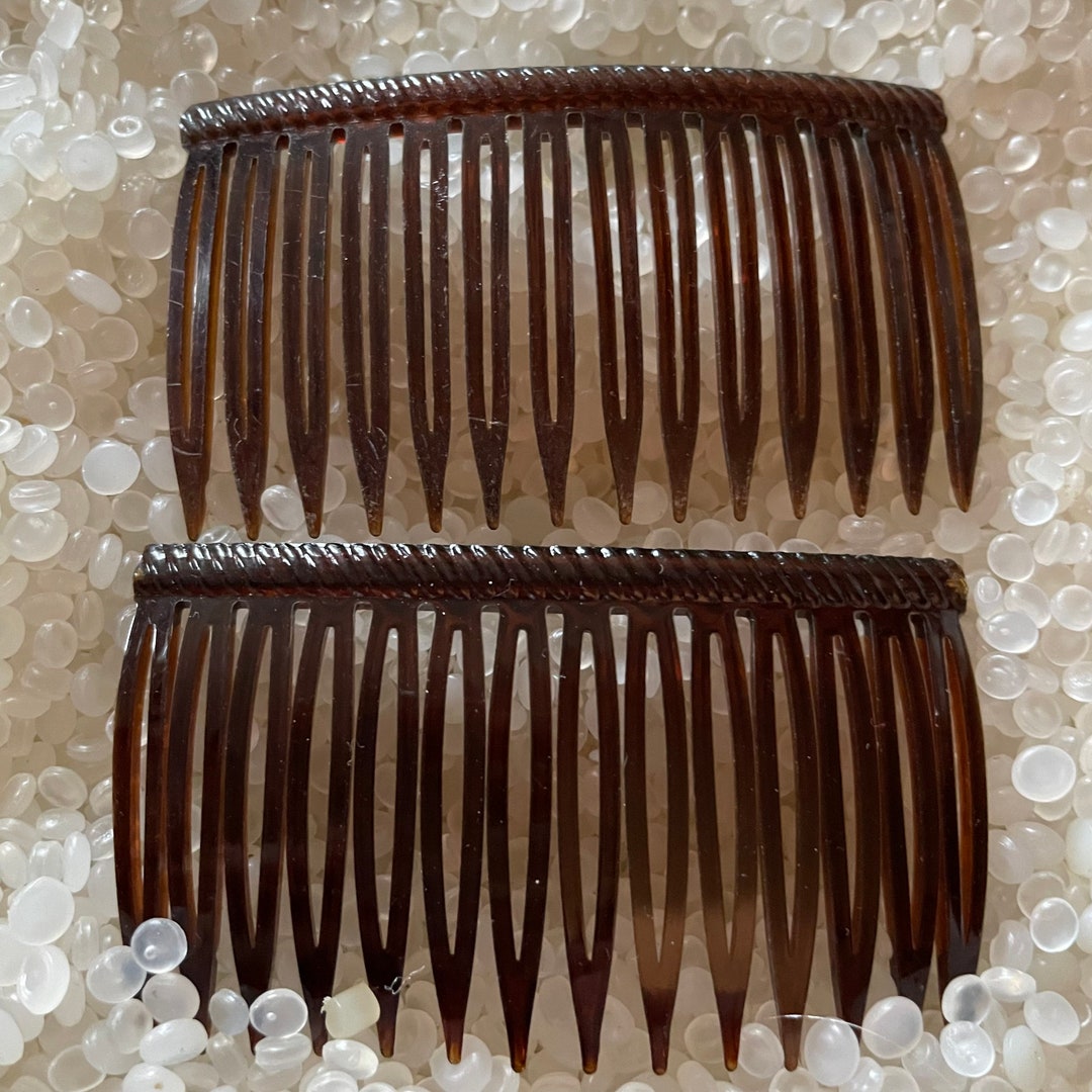 Vintage Hair Combs ,brown Comb, Twist Top, Vintage 1950 Combs, Matching ...