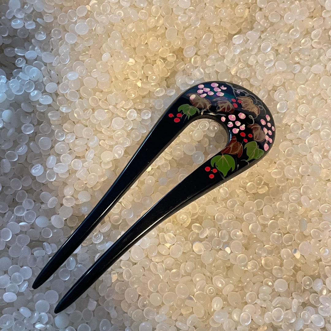 Vintage Hair Pick, Vintage Hair Fork,hand Painted Hair Pin/stick/fork ...