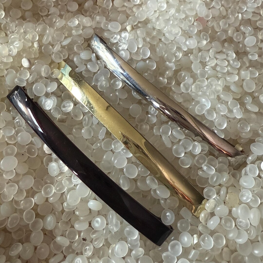 Vintage Barrettes , Slender Metal Barrettes , Gold Tone , Silver Tone ...