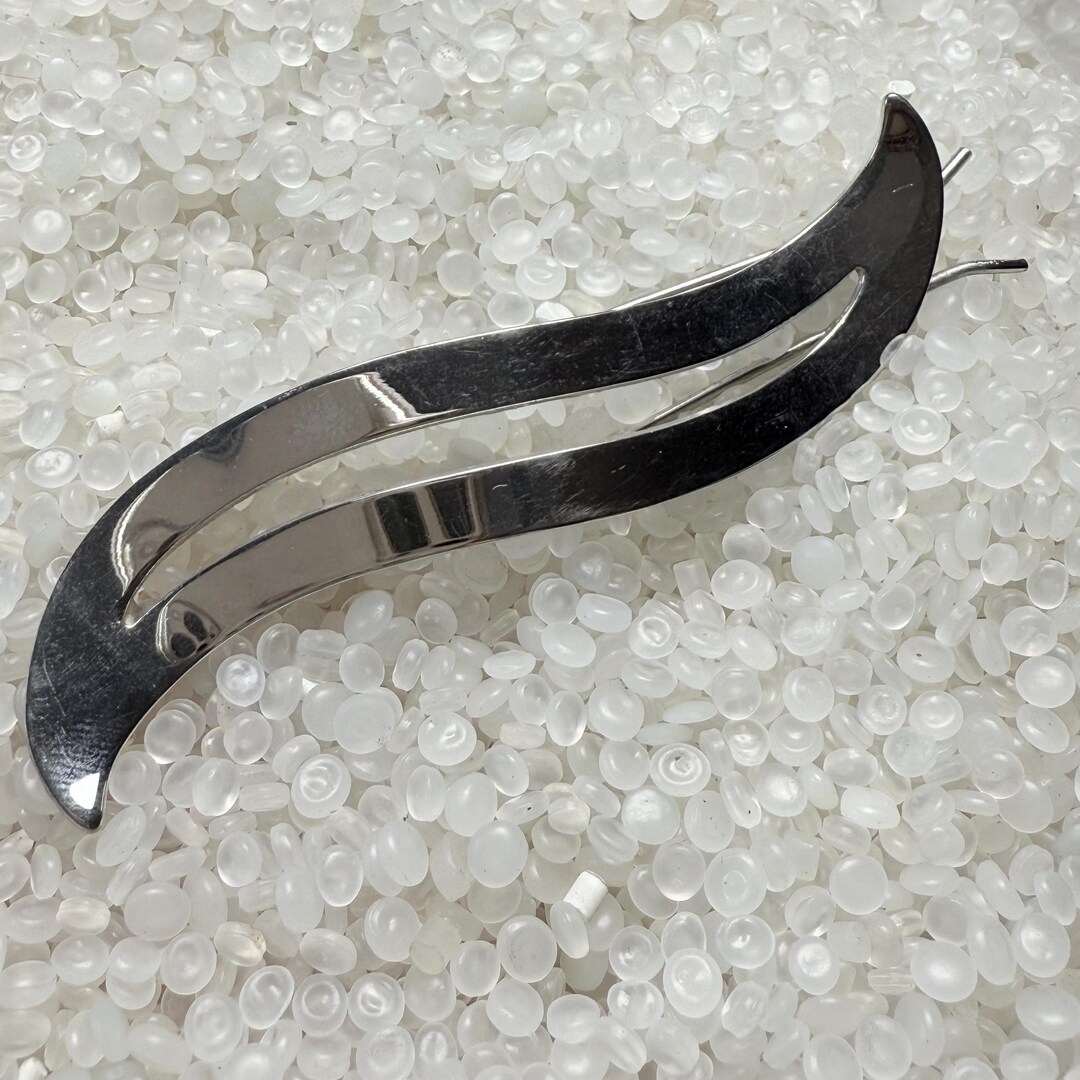 Vintage Barrette, Large Thick Hair Barrette, Silver Tone Barrette, Open ...