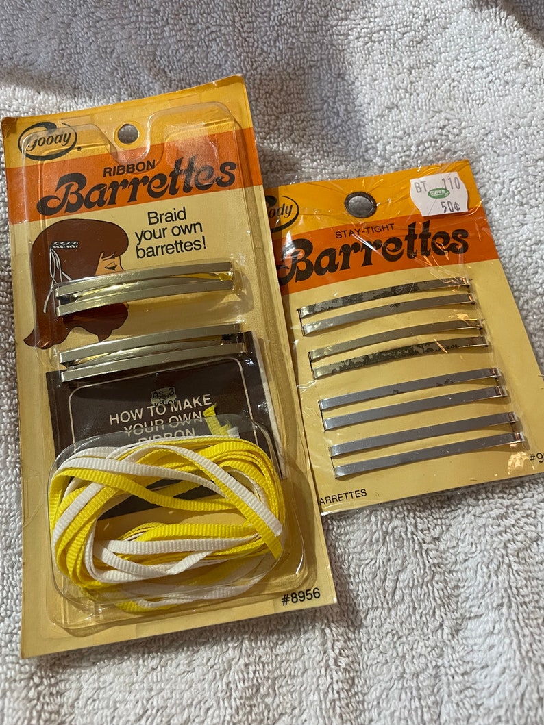 1980's Barrette, Ribbon Barrettes, NEVER USED ,goody Barrette, Yellow ...