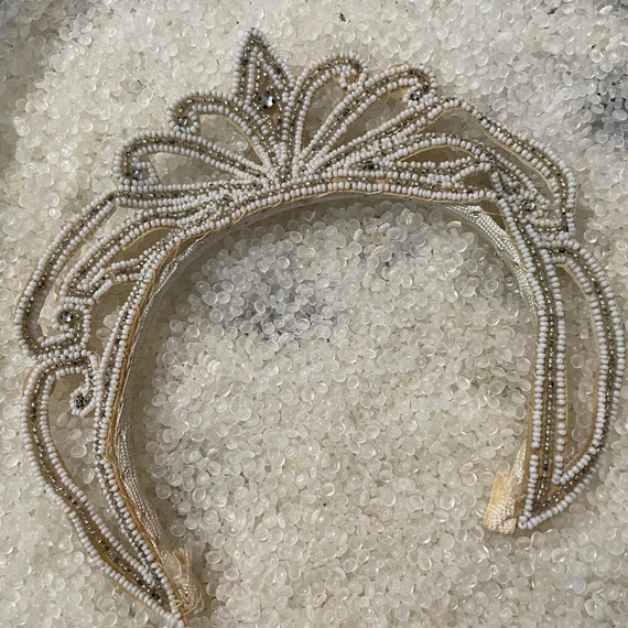 1920-1940s seed bead head piece, Vintage bridal head… - Gem