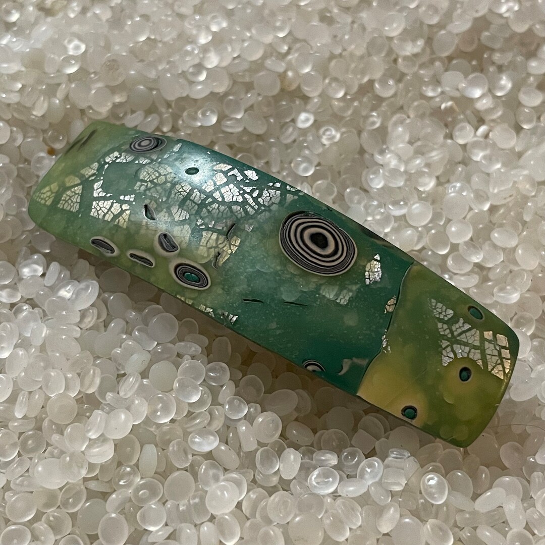 Hand Crafted, Vintage Hair Barrette, Poly Clay Barrette, Ooak , Green ...